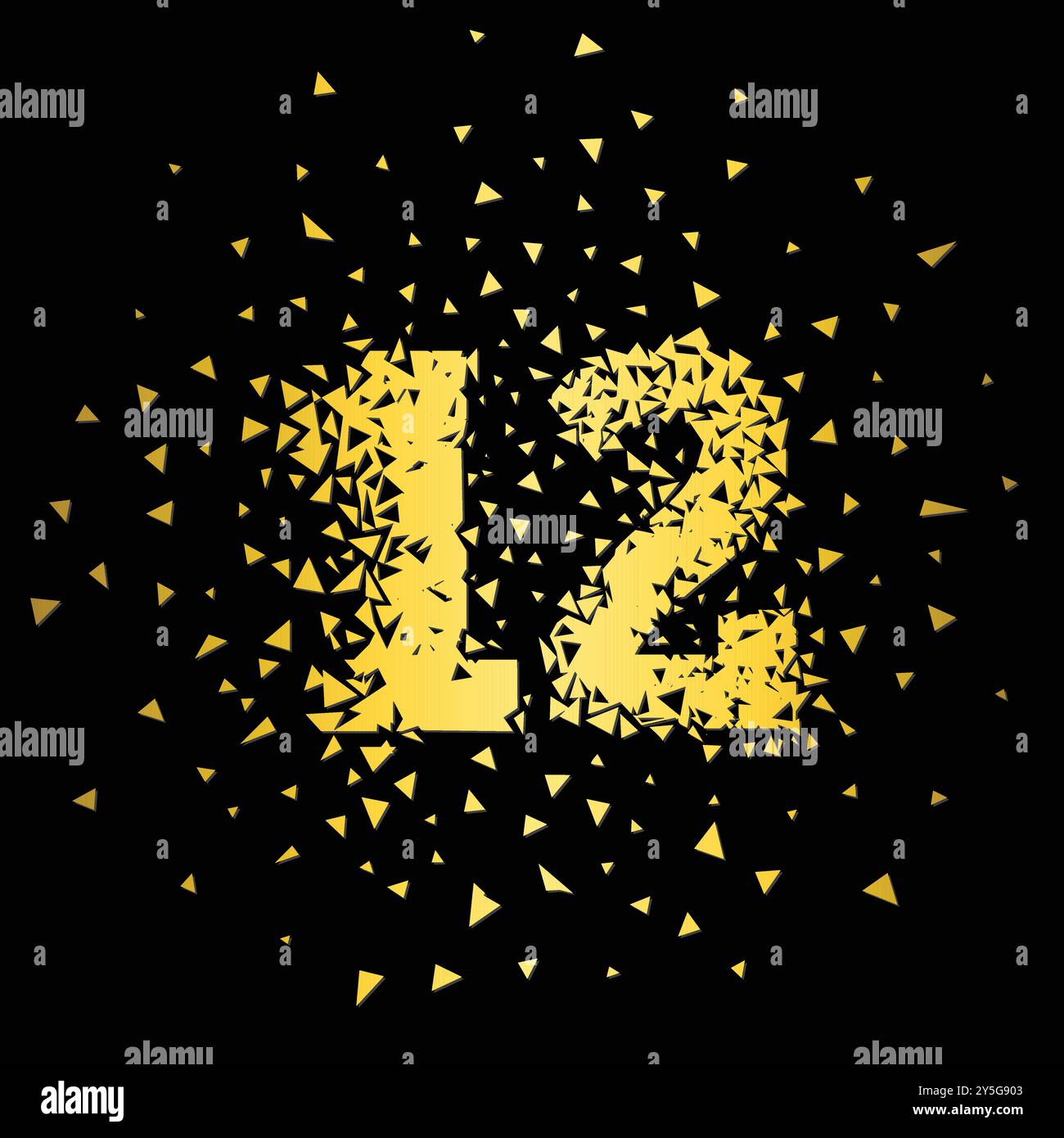 Broken numbers 12. Explosion effects. Vector and illustration Stock ...