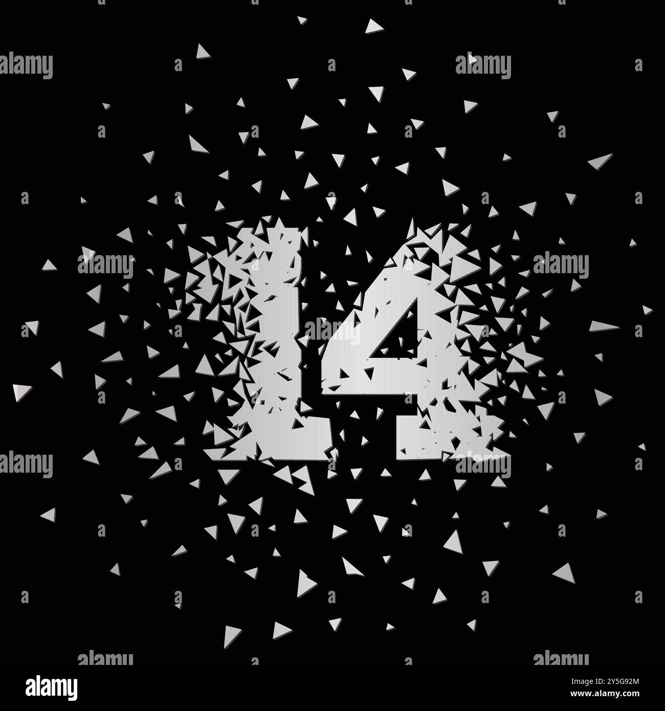 Broken numbers 14. Explosion effects. Vector and illustration Stock ...