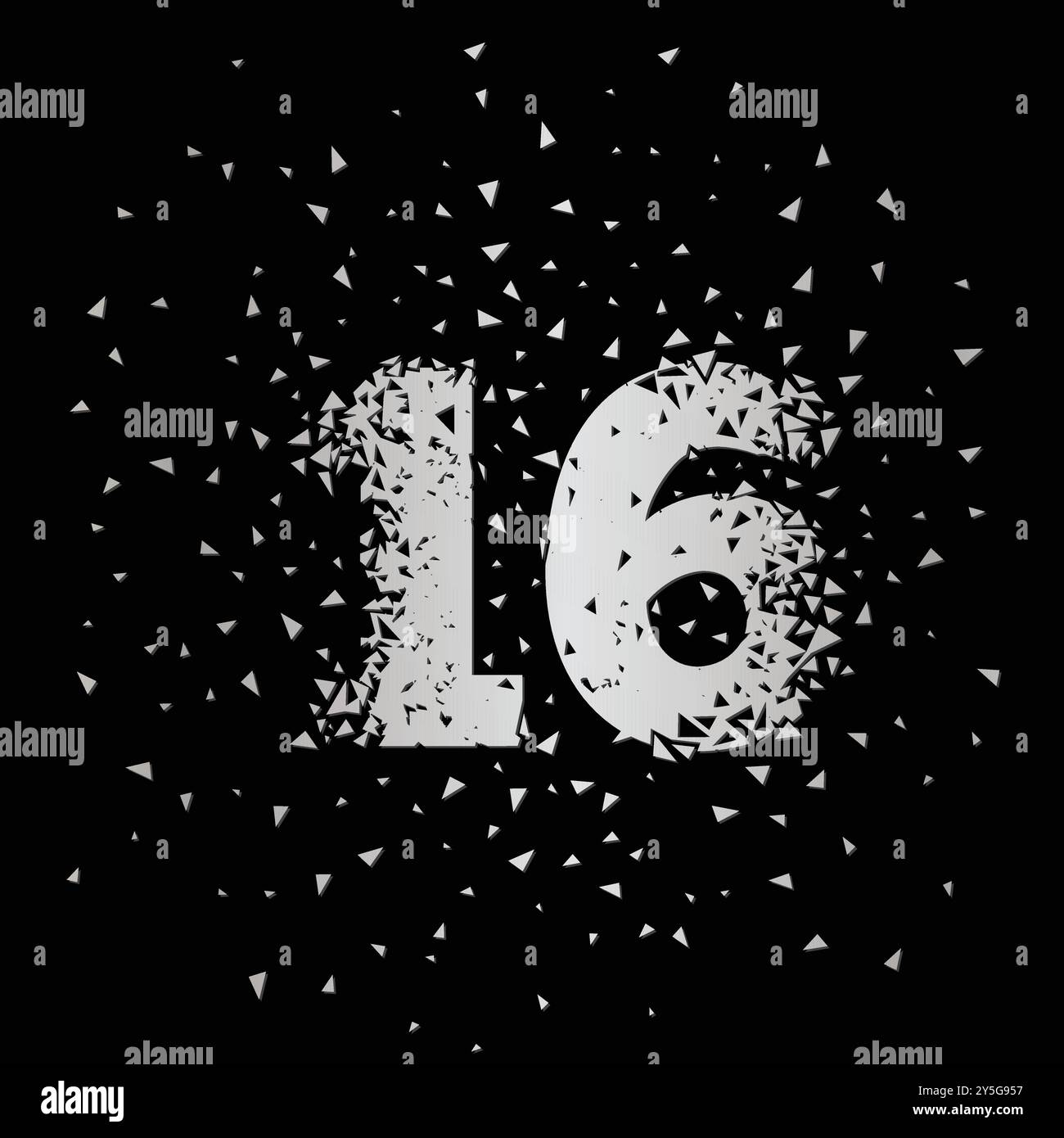 Broken numbers 16. Explosion effects. Vector and illustration Stock ...