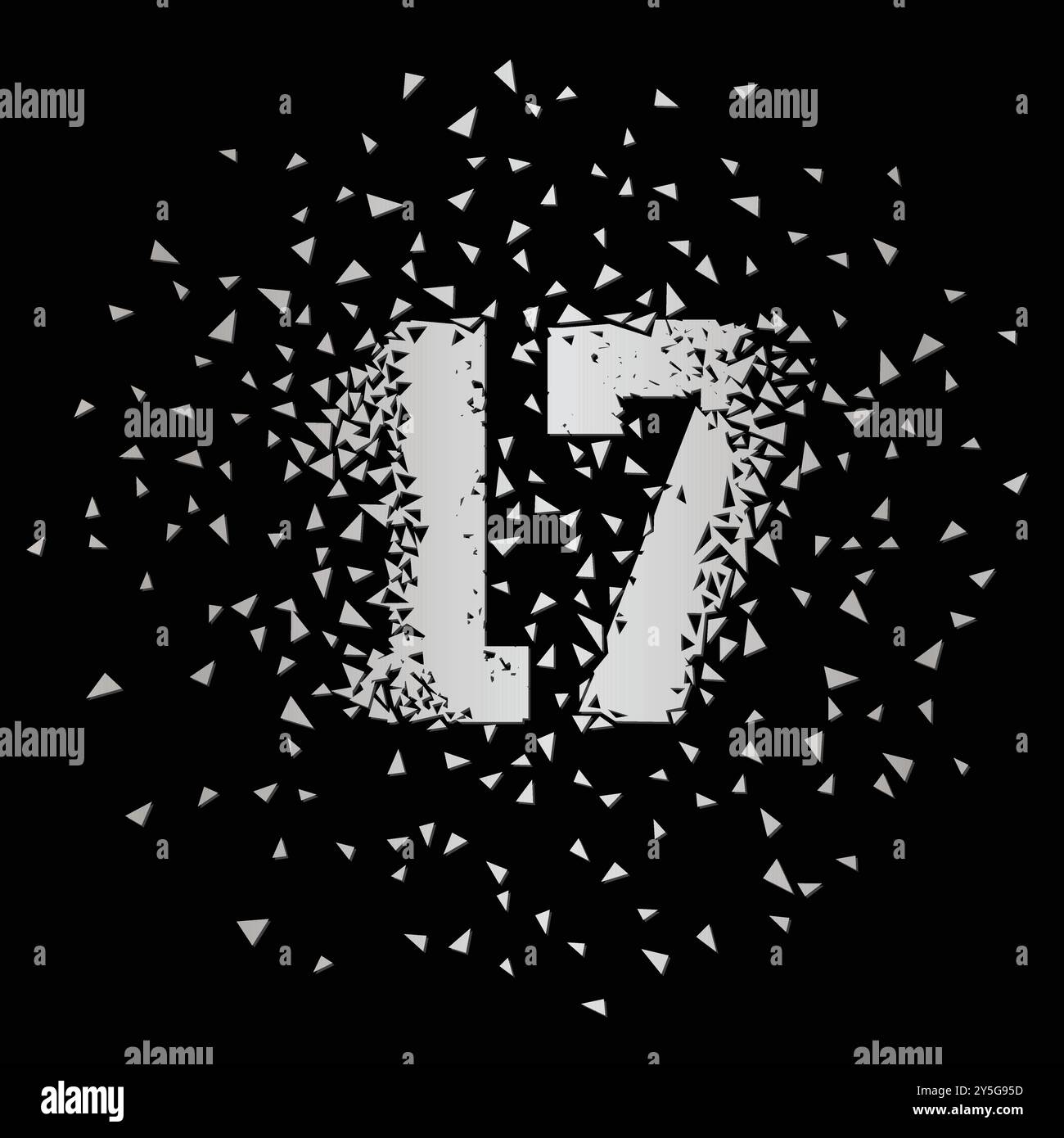 Broken numbers 17. Explosion effects. Vector and illustration Stock ...