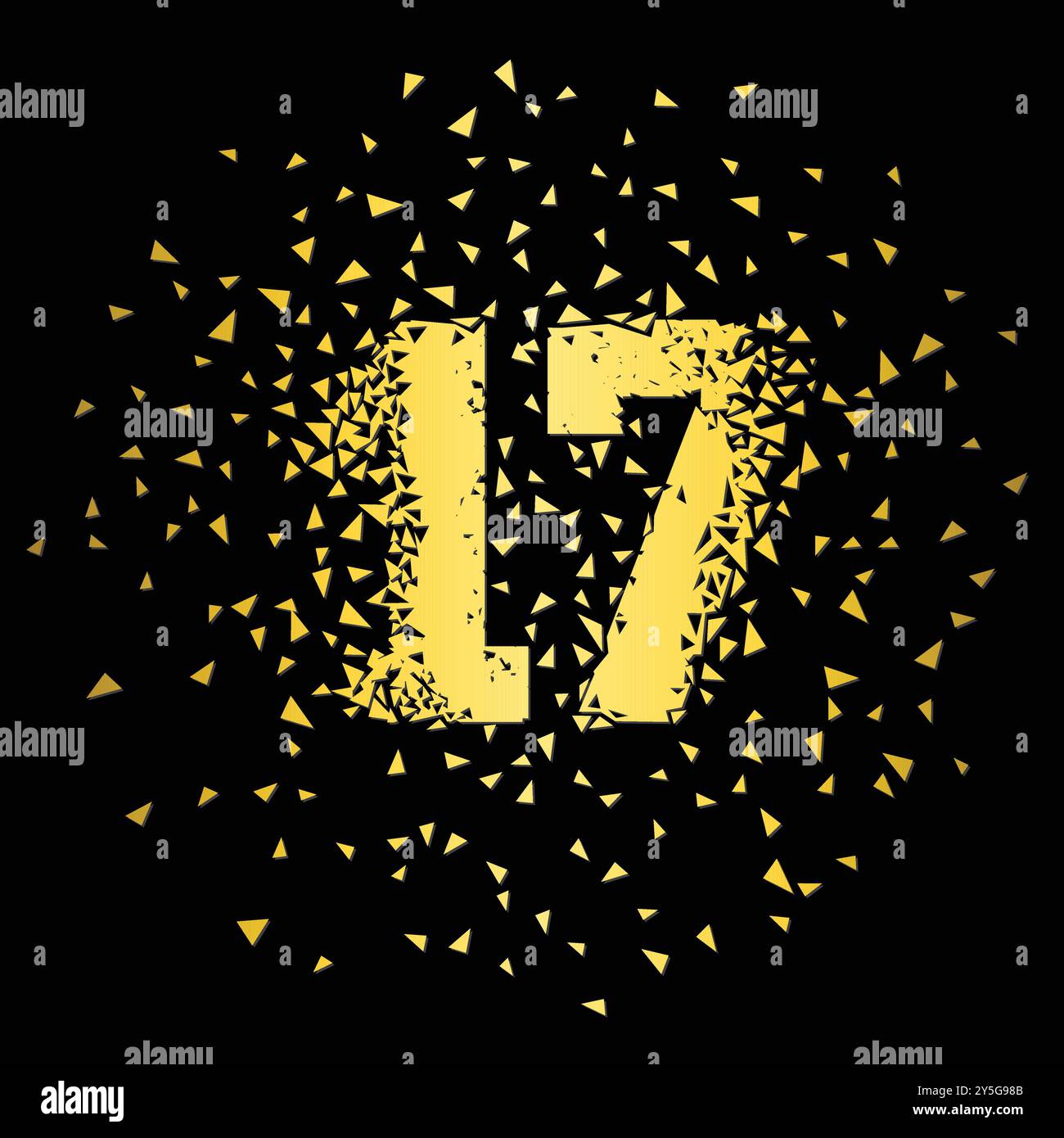 Broken numbers 17. Explosion effects. Vector and illustration Stock ...