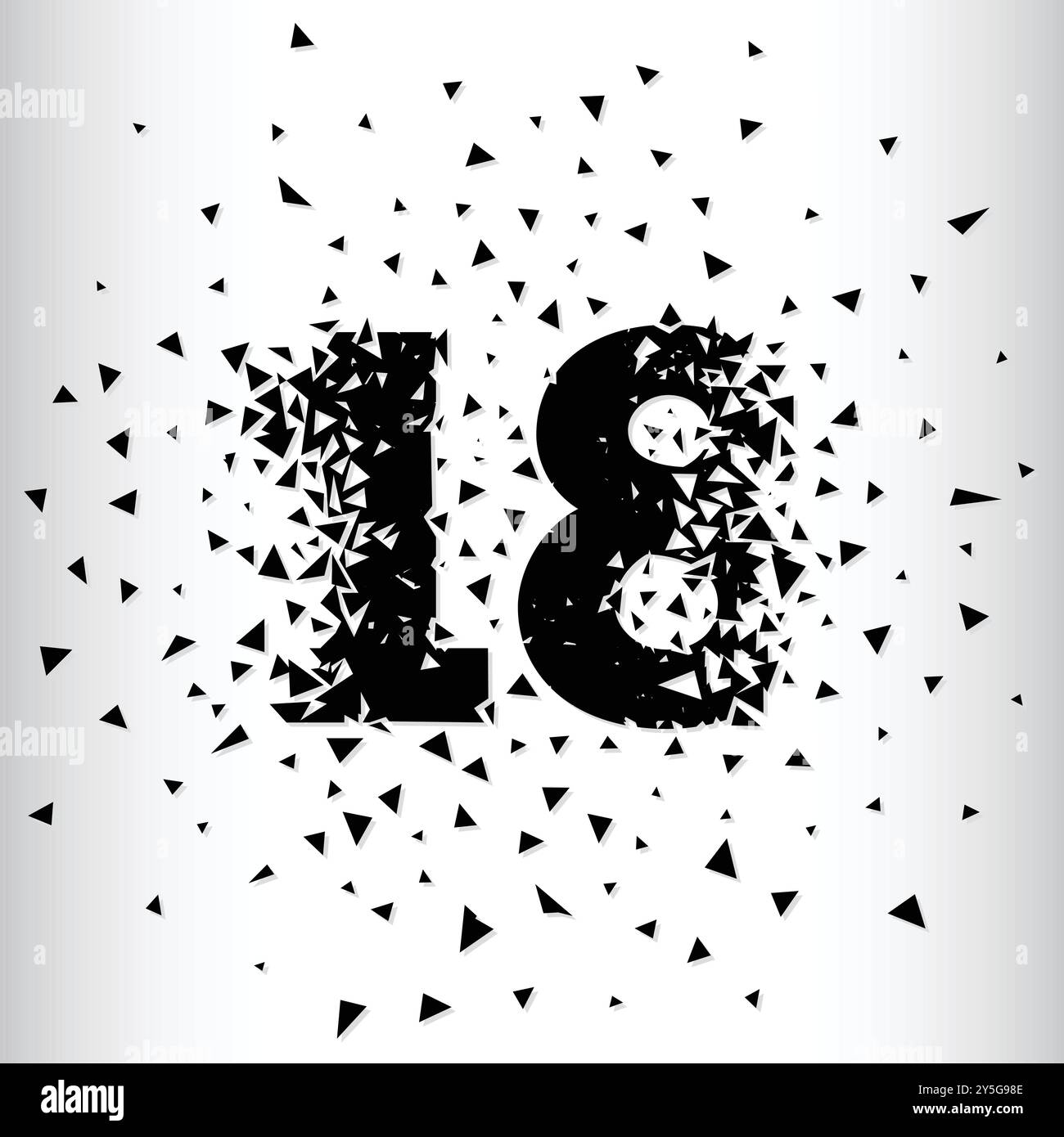 Broken numbers 18. Explosion effects. Vector and illustration Stock ...