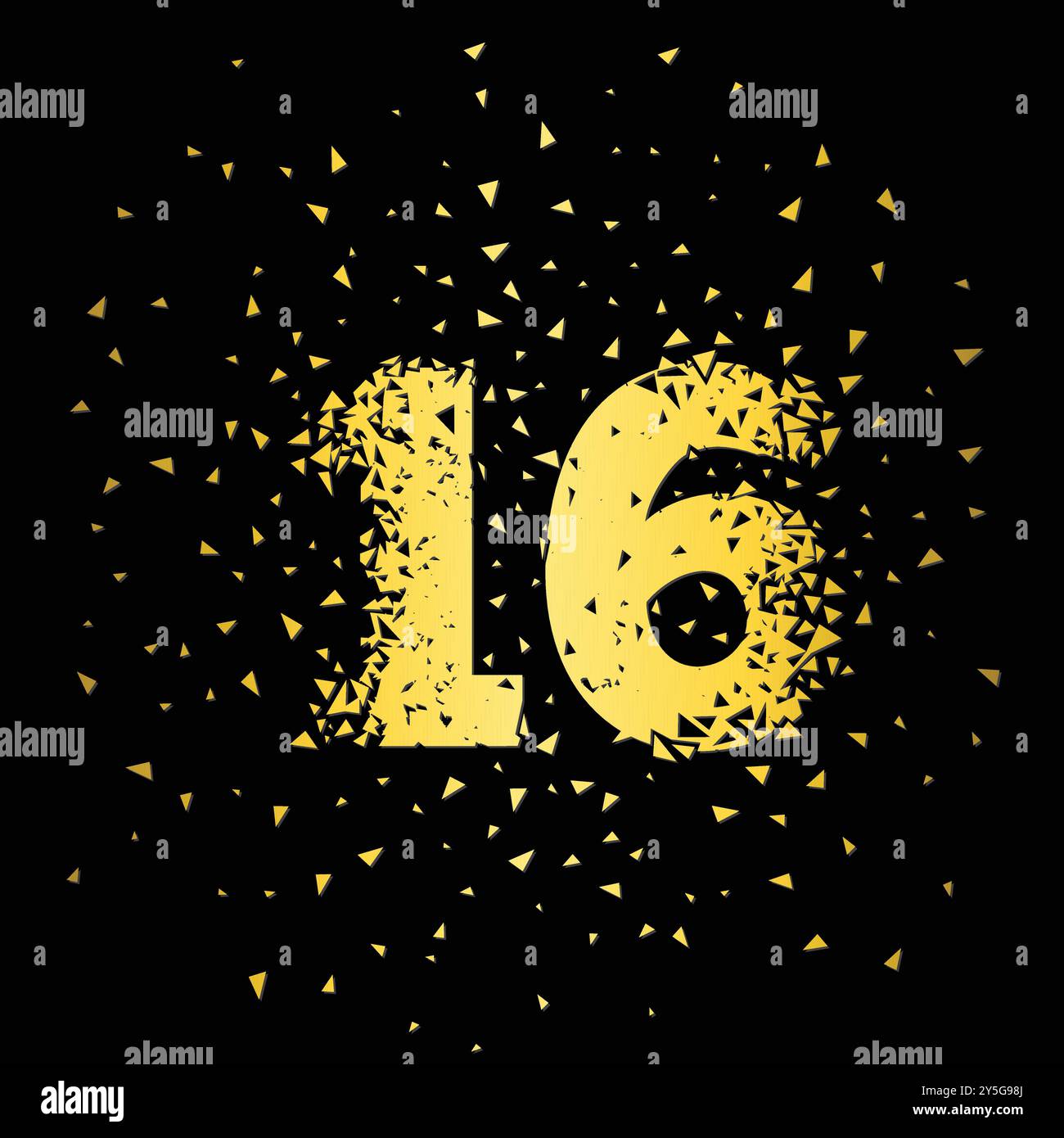 Broken numbers 16. Explosion effects. Vector and illustration Stock ...