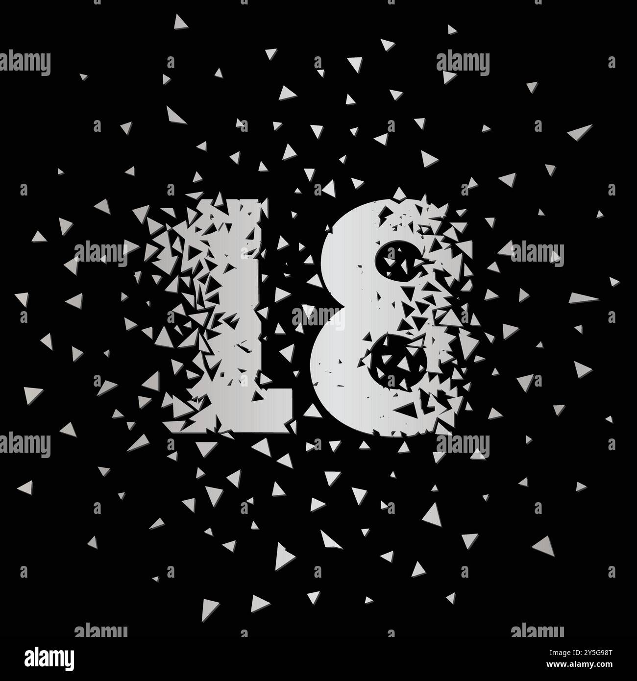 Broken numbers 18. Explosion effects. Vector and illustration Stock ...