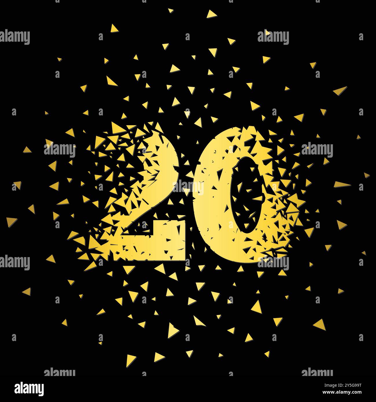 Broken numbers 20. Explosion effects. Vector and illustration Stock ...