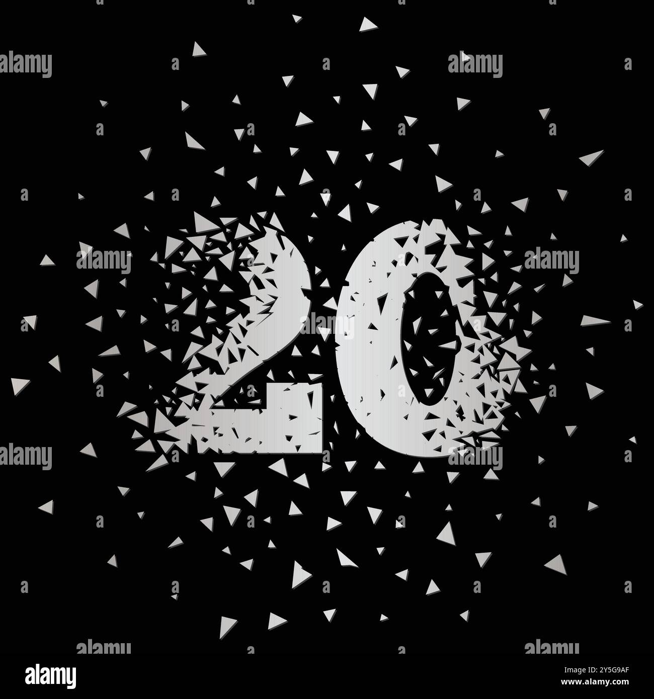 Broken numbers 20. Explosion effects. Vector and illustration Stock ...
