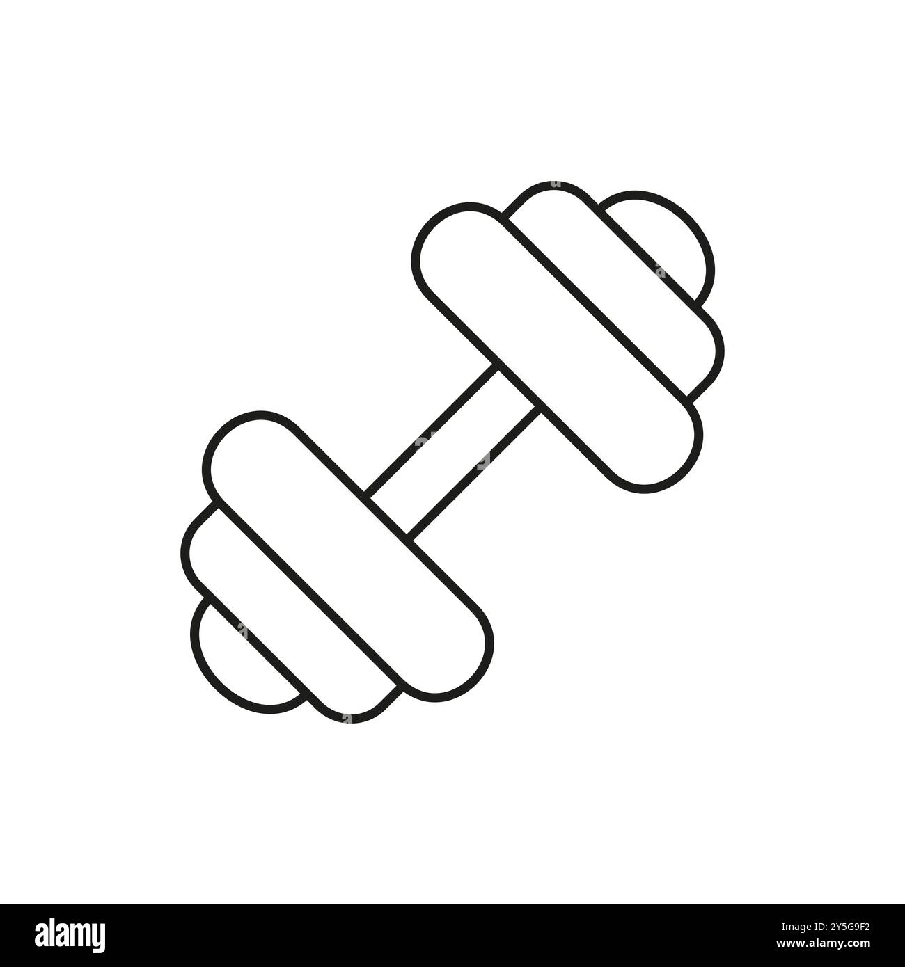 Dumbbell Line Icon, Representing Weightlifting and Strength Training for Exercise. Gym Equipment ...