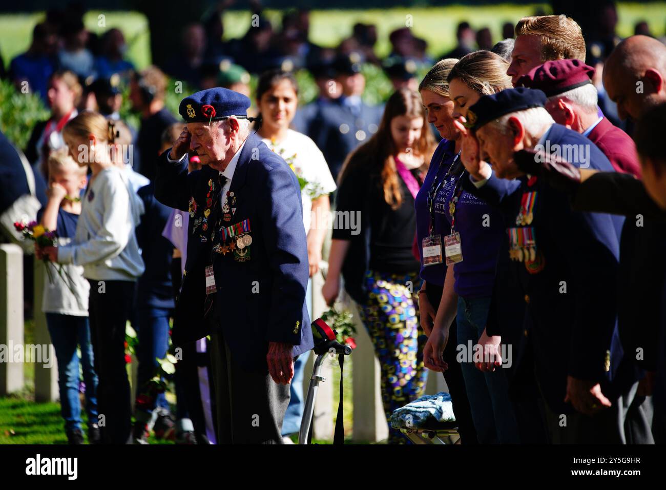 Veterans during a ceremony at the Arnhem Oosterbeek War Cemetery ...