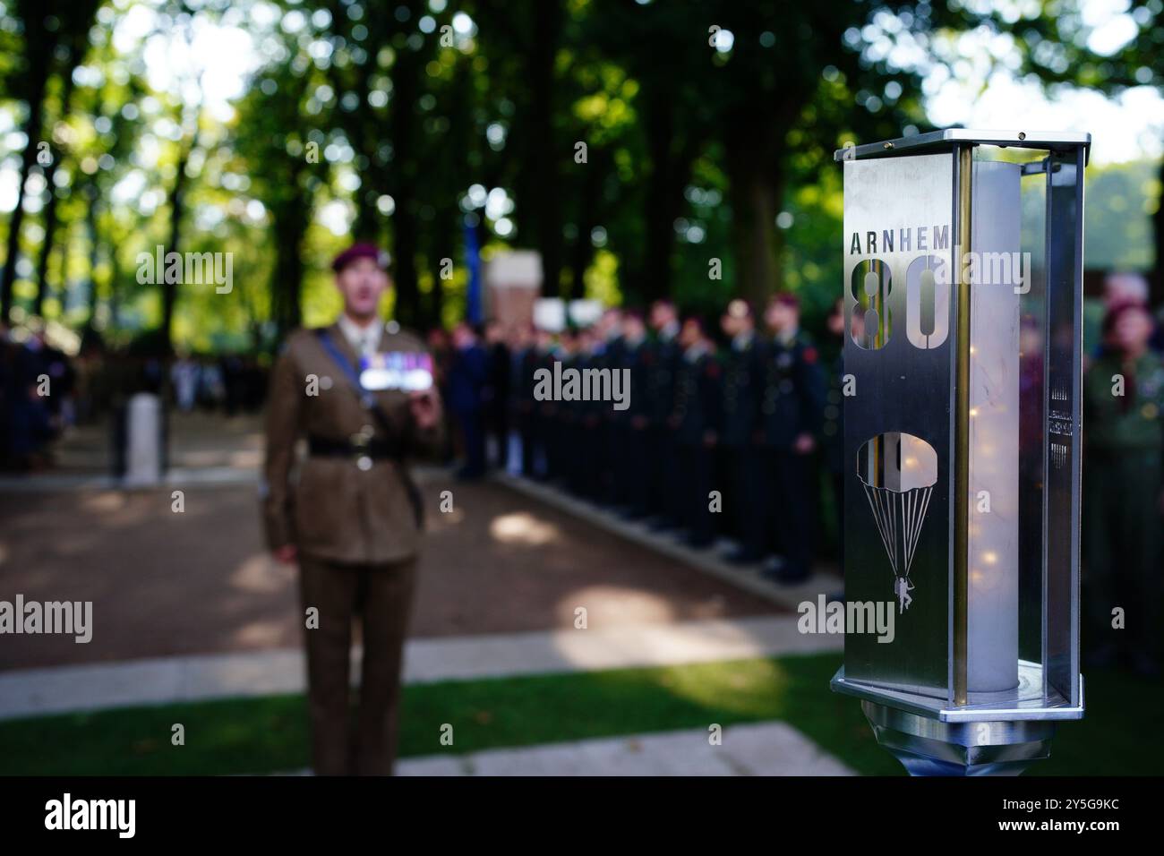 A ceremony at the Arnhem Oosterbeek War Cemetery, Netherlands, to ...