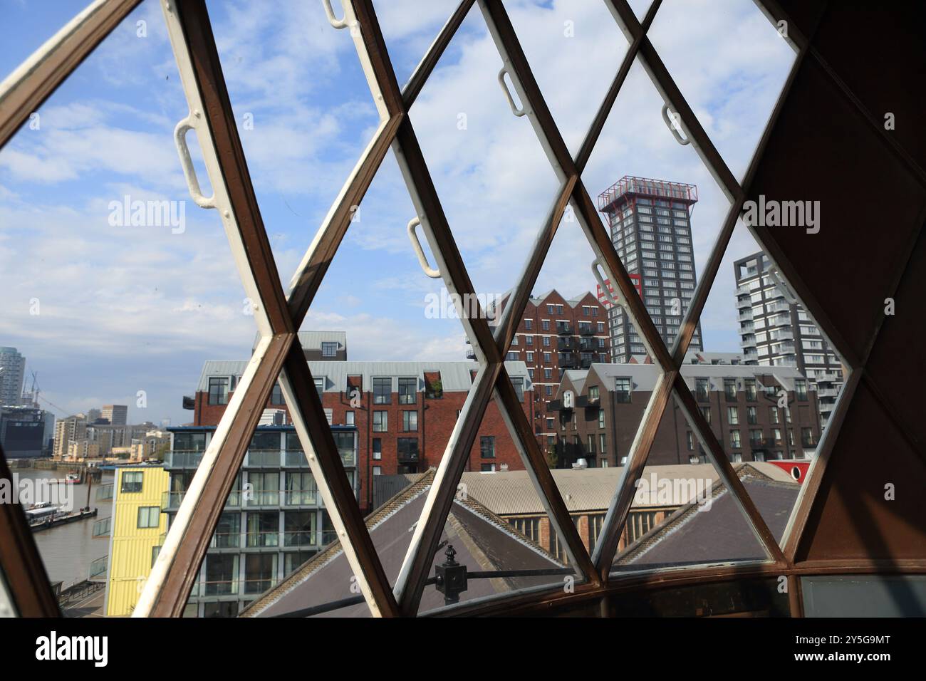 Trinity Buoy Lighthouse view from lighthouse through glazing towards ...