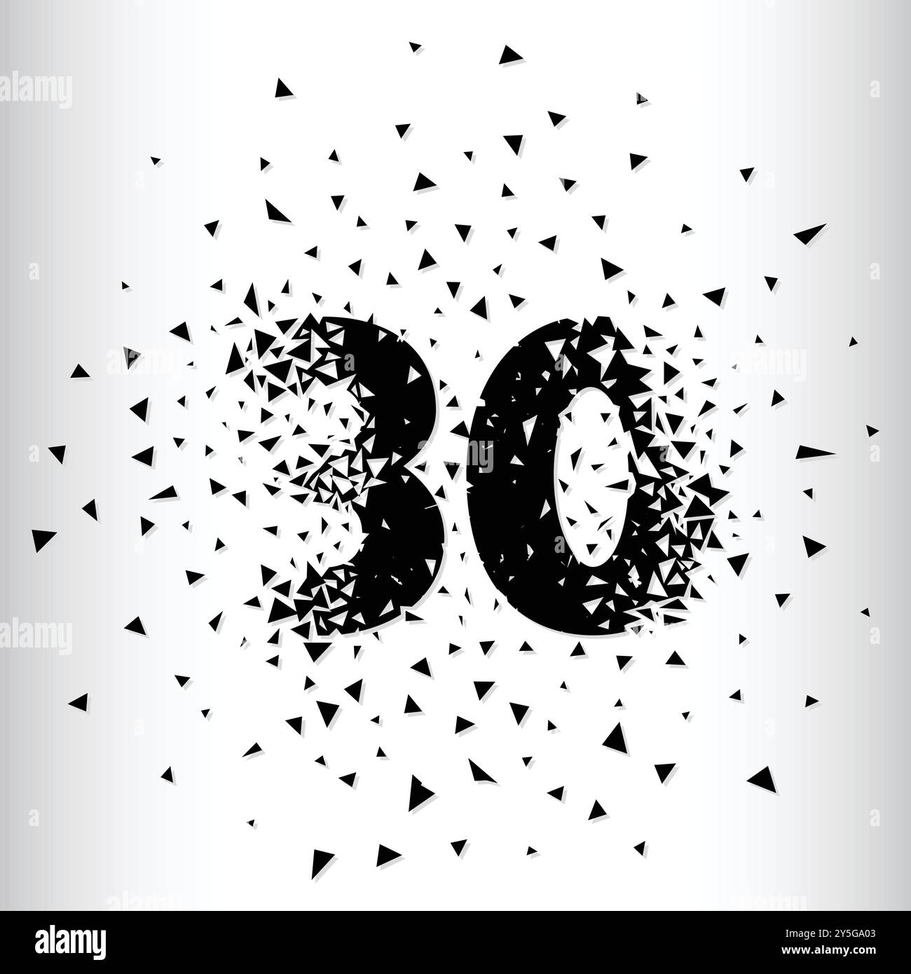 Broken numbers 30. Explosion effects. Vector and illustration Stock ...