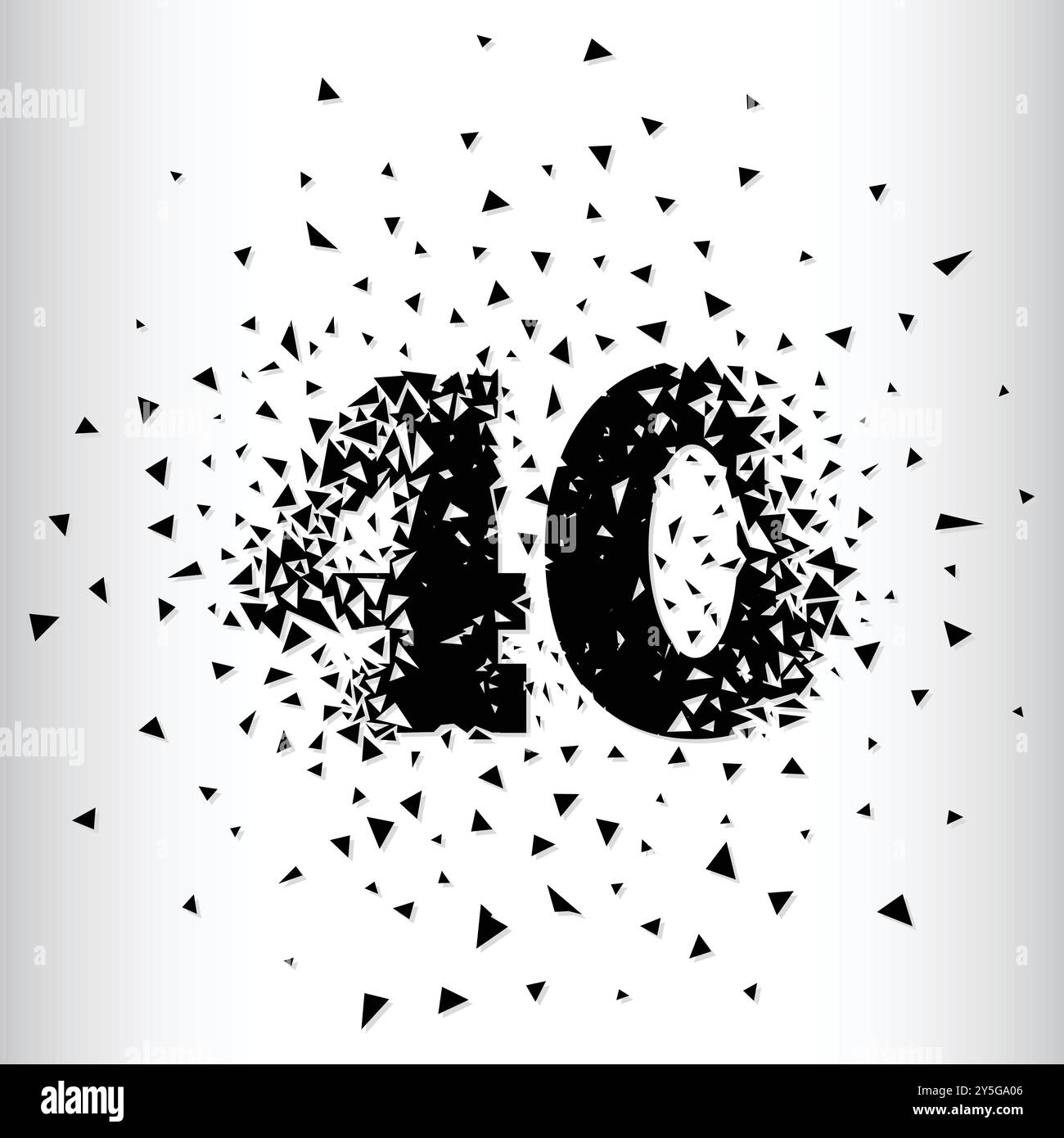 Broken numbers 40. Explosion effects. Vector and illustration Stock ...