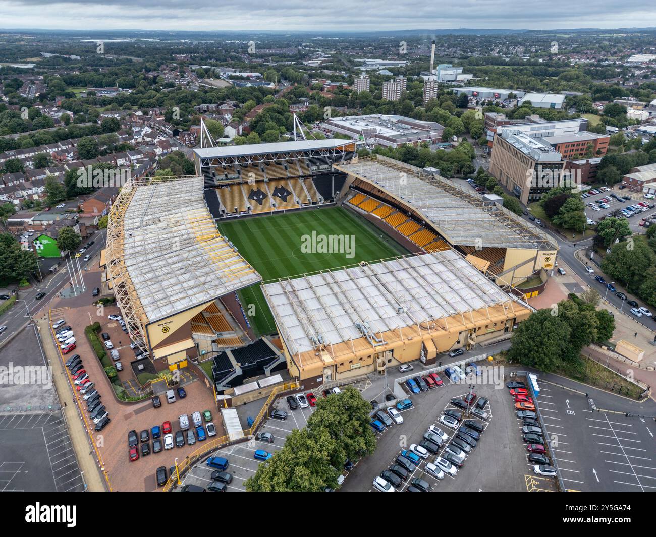 Aerial view of Molineux Stadium, home of the Wolves FC, Wolverhampton ...