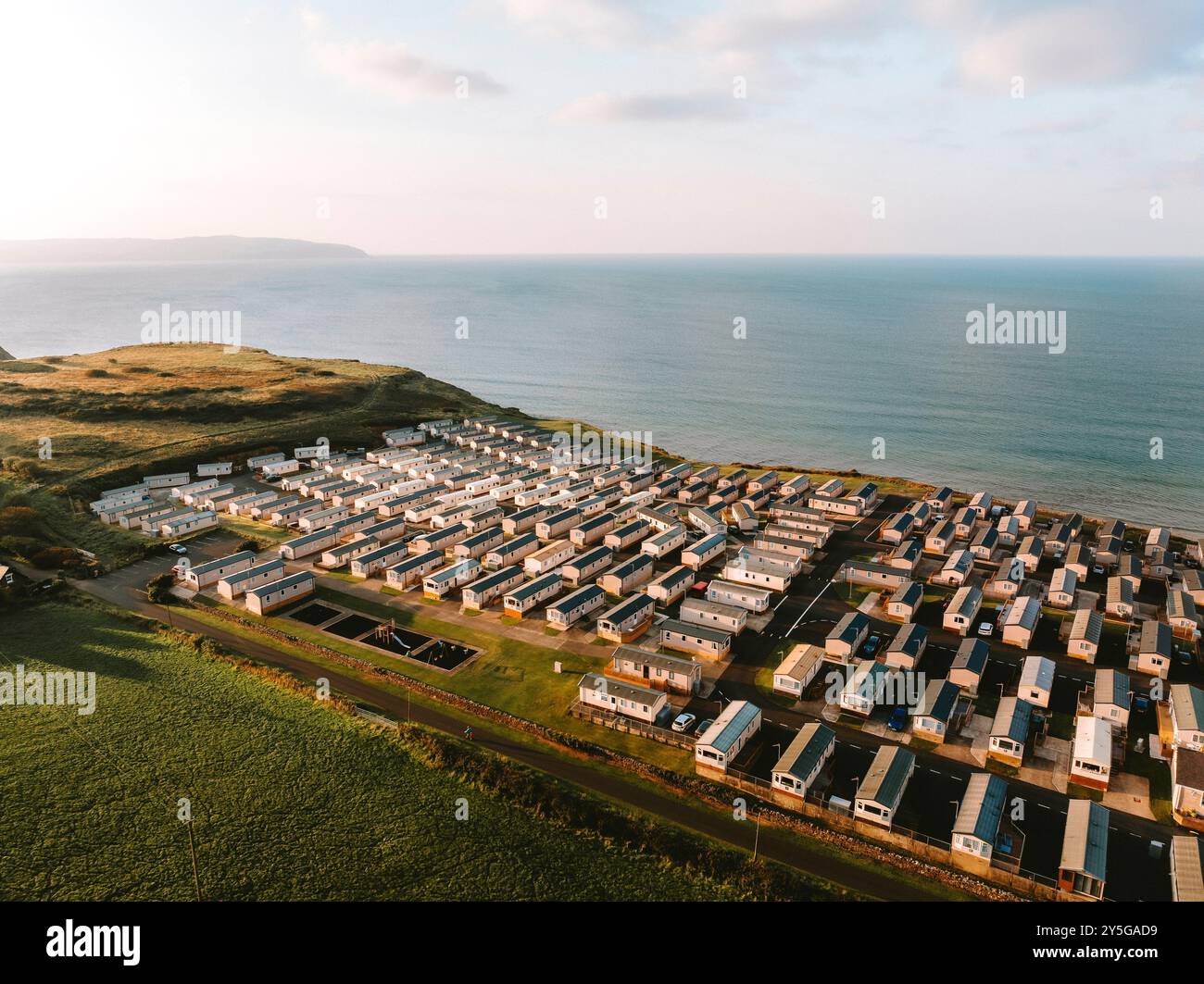 Aerial view of a coastal caravan park Stock Photo - Alamy