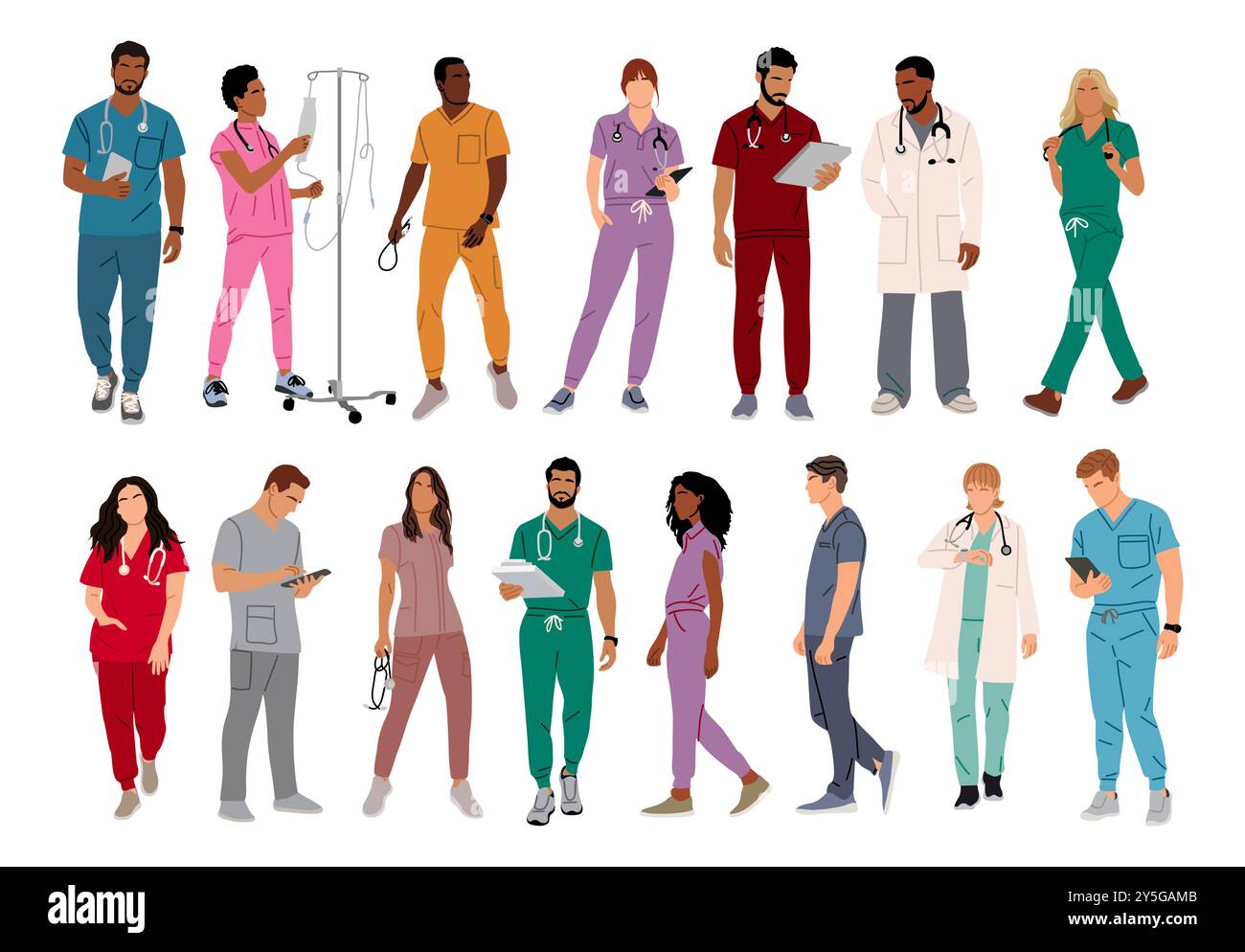 Male and female doctor full length Stock Vector Images - Alamy