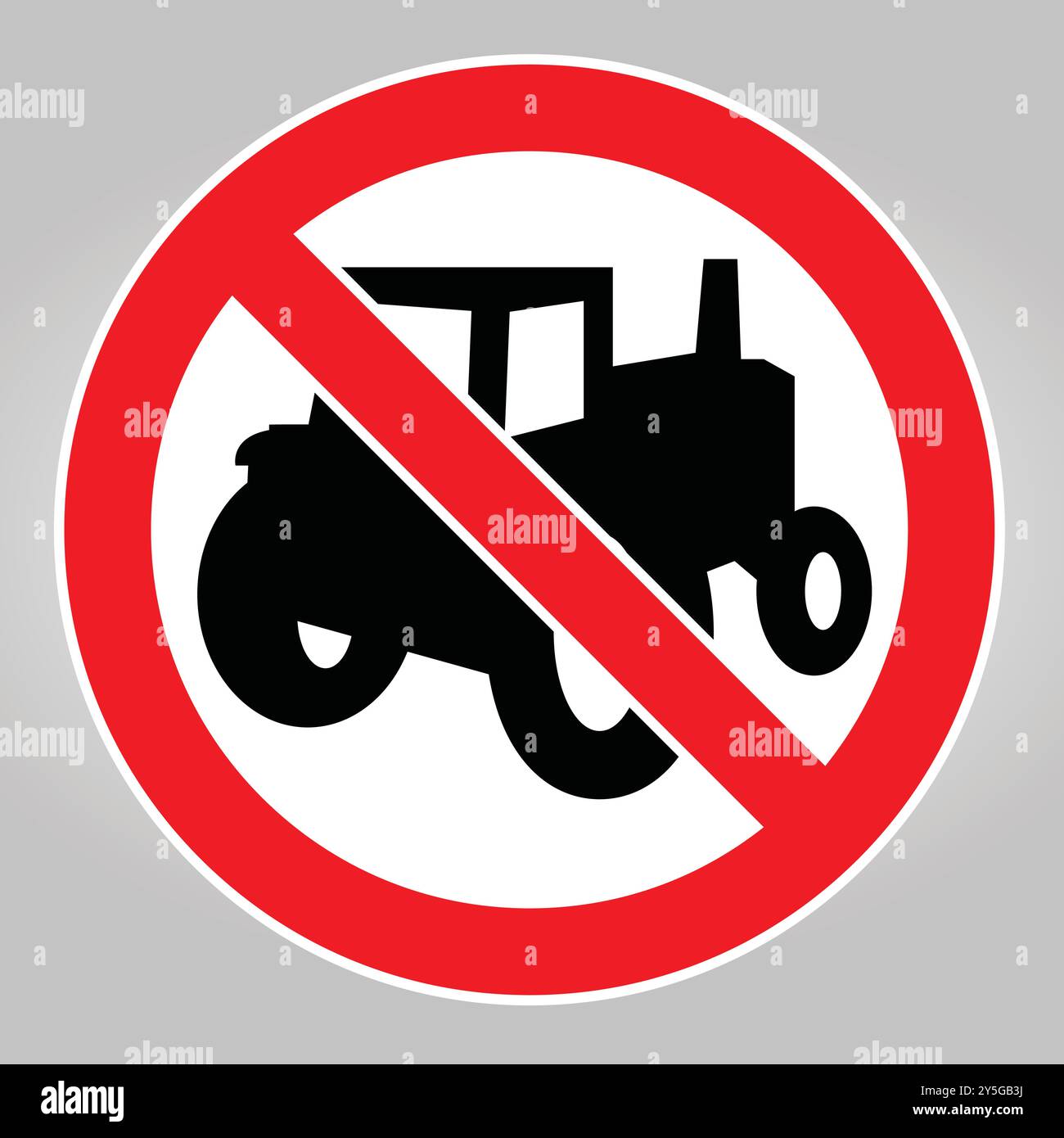 A clear no tractor sign indicating prohibition in certain areas. This ...
