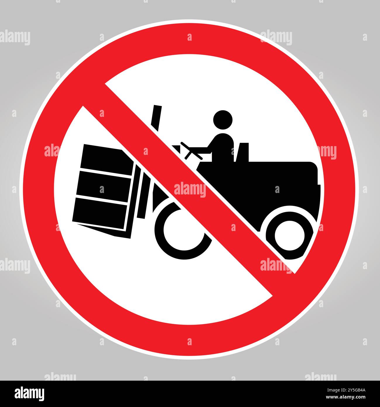 A clear no entry sign depicting a tractor, indicating restrictions on ...
