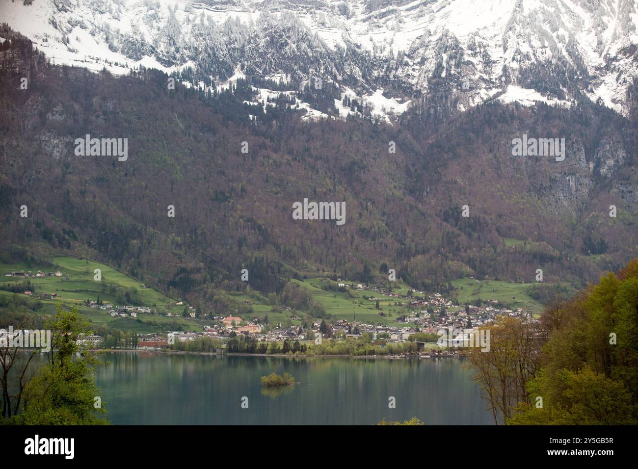 A view of a steep alpine slope covered with a layer of snow Stock Photo ...