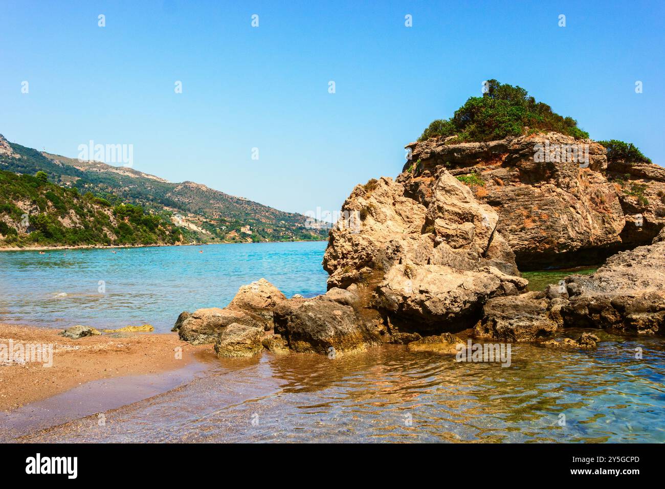 Beautiful sunny view of one of the Zakynthos Porto Zorro beaches ...