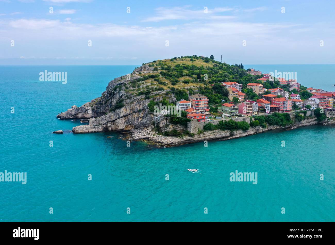 Beautiful cityscape on the mountains over Black-sea, Amasra. Amasra ...