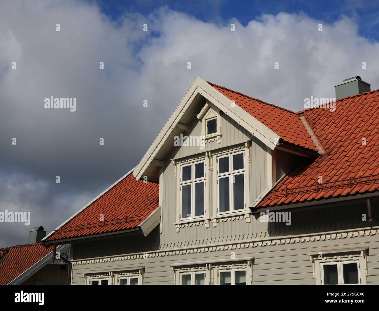 Decorated windows of a timber house in Egersund, Norway Stock Photo - Alamy