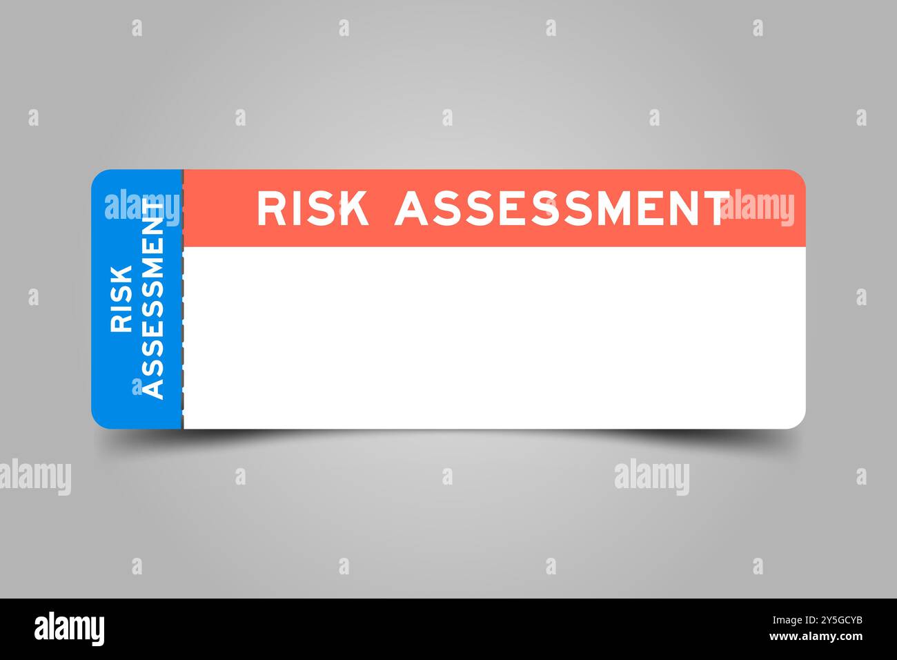Blue and orange color ticket with word risk assessment and white copy ...