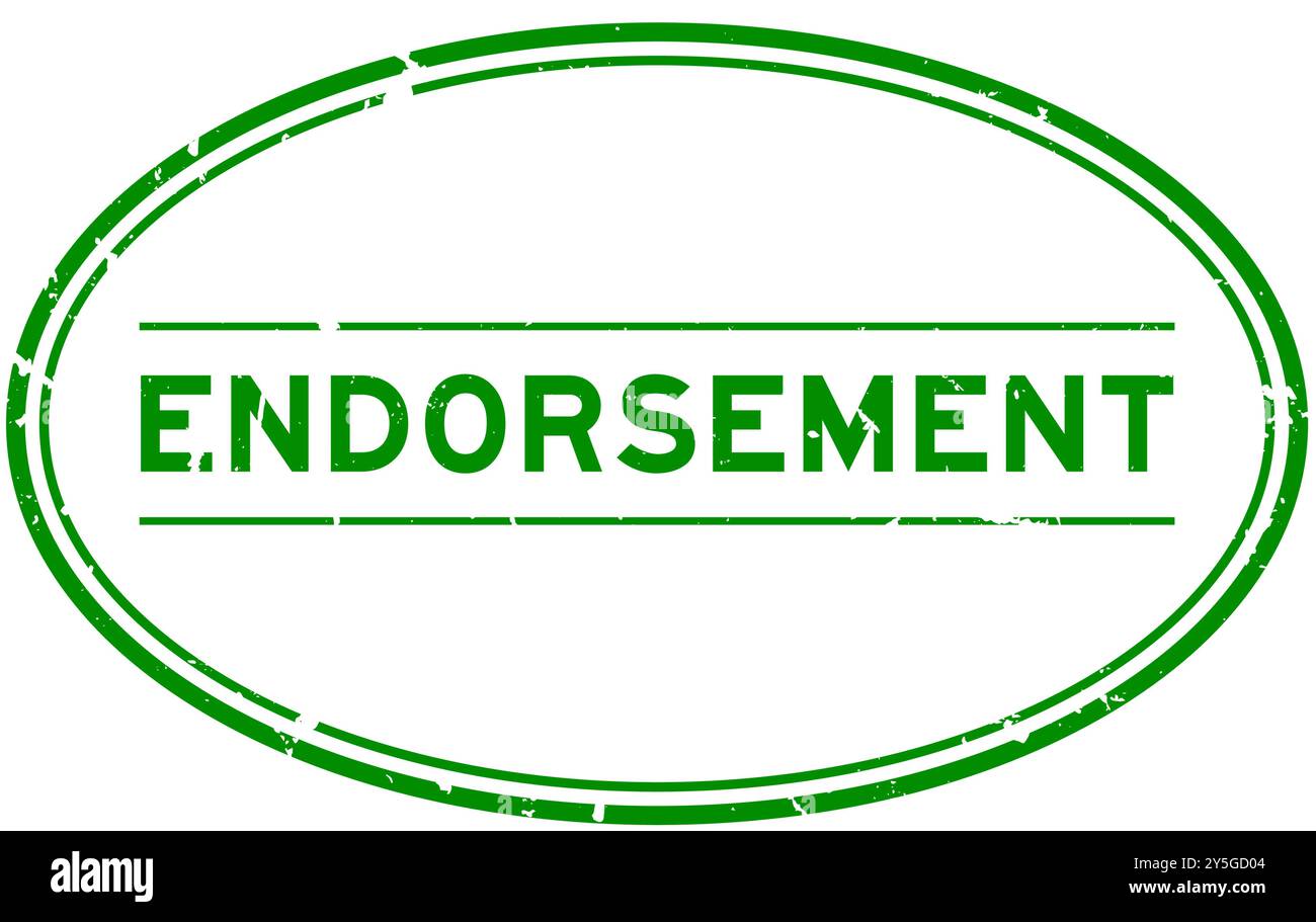 Grunge green endorsement word oval rubber seal stamp on white ...