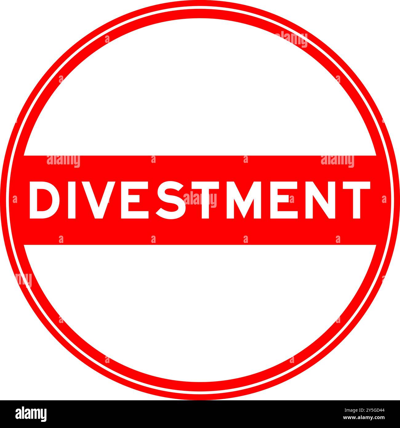 Red color round seal sticker in word divestment on white background ...