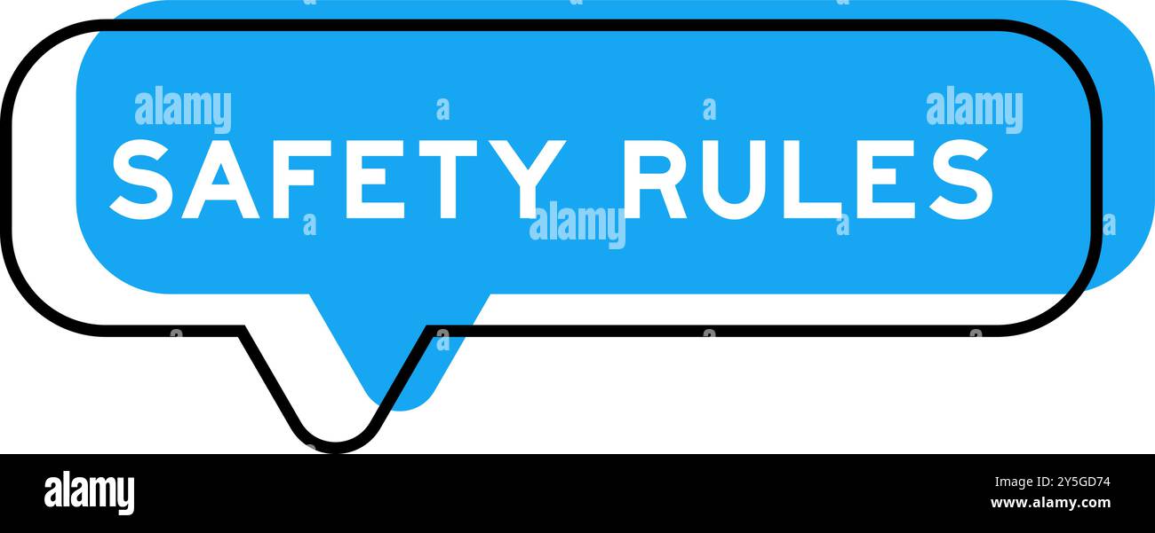 Speech banner and blue shade with word safety rules on white background ...