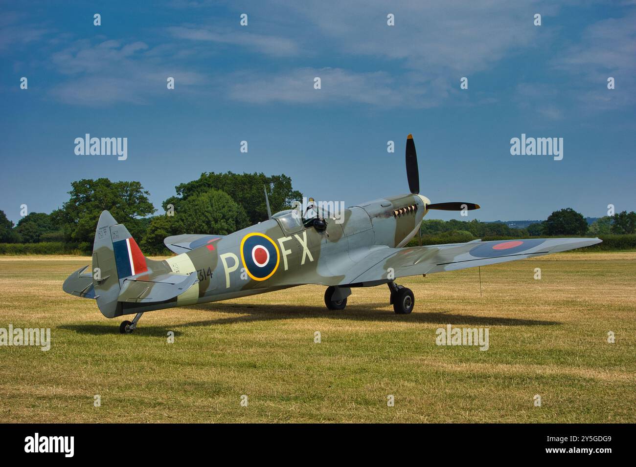 Supermarine Spitfire PFX at Headcorn airfield, Kent, England Stock ...