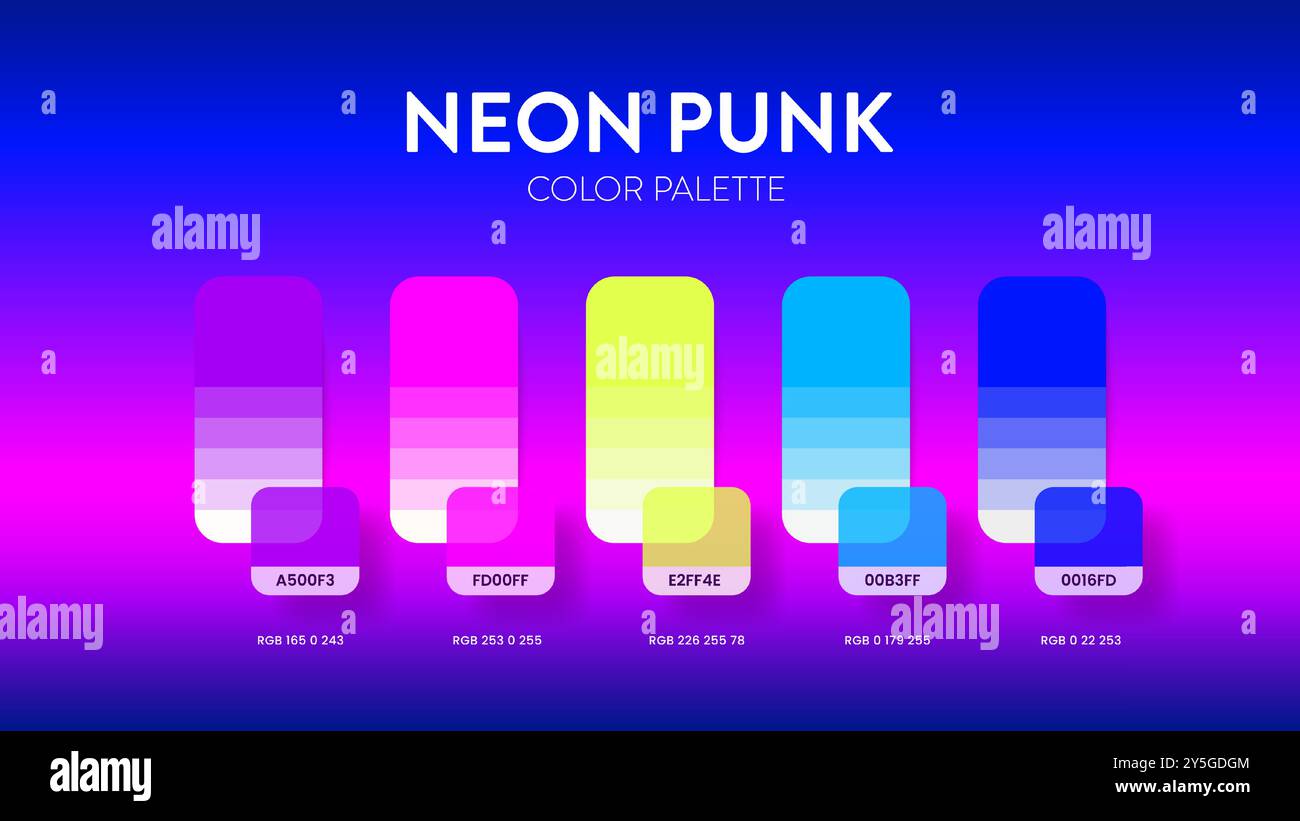 Color palette guide in Neon Punk colour theme collections. Color ...