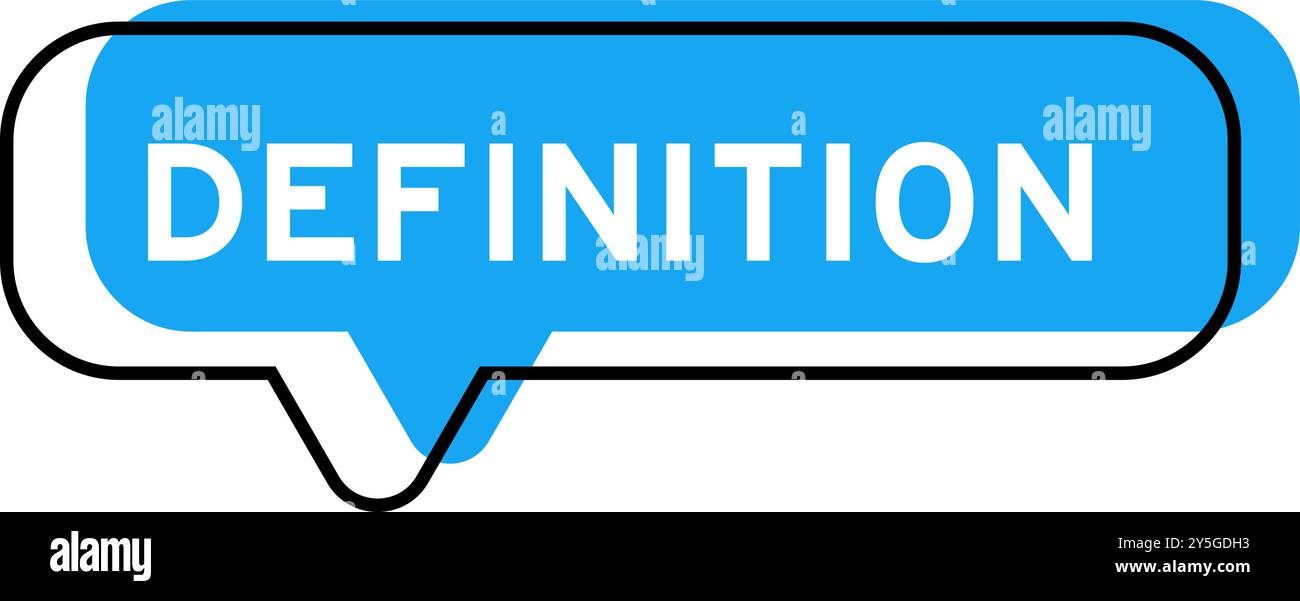 Speech banner and blue shade with word definition on white background ...