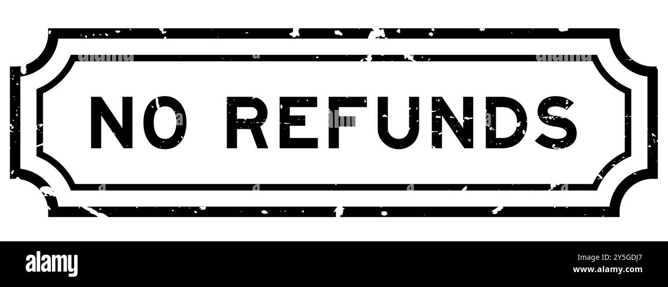 Grunge black no refunds word square rubber stamp on white background ...