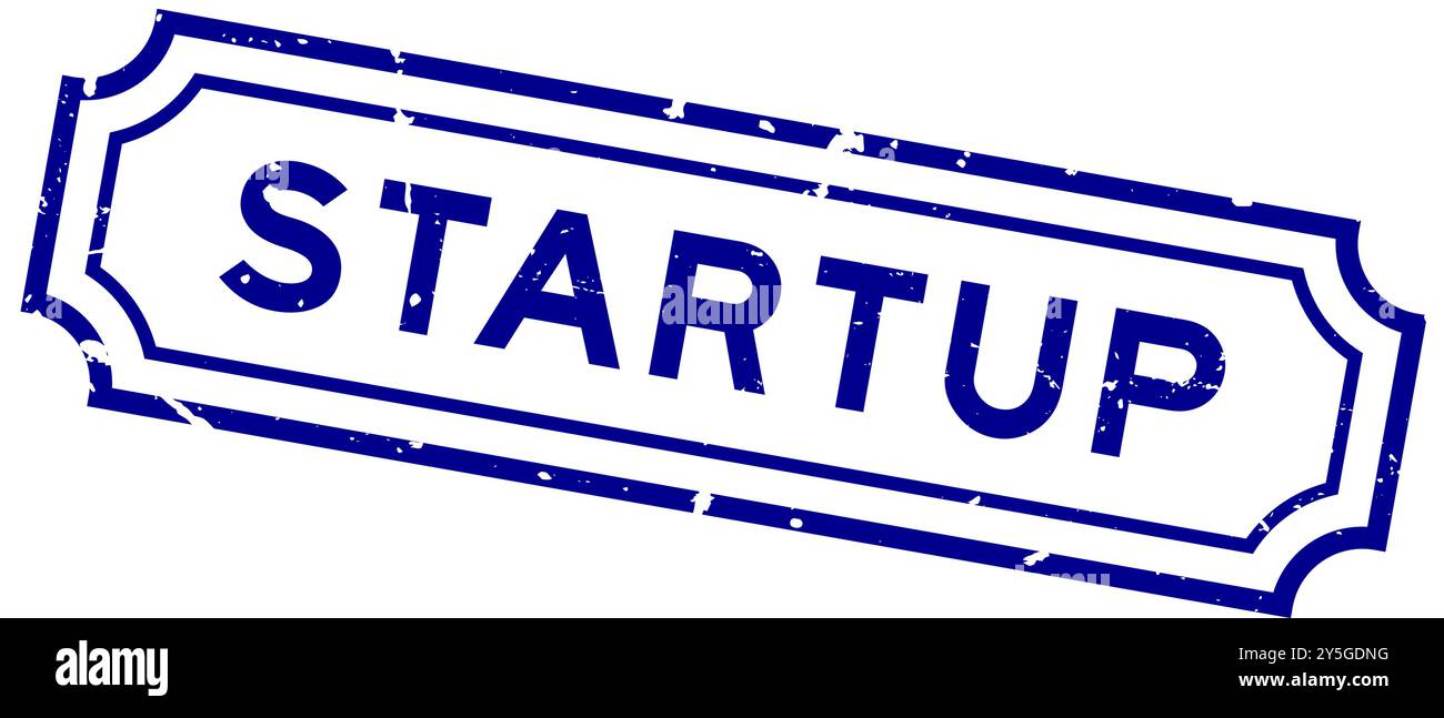 Grunge blue startup word rubber seal stamp on white background Stock ...