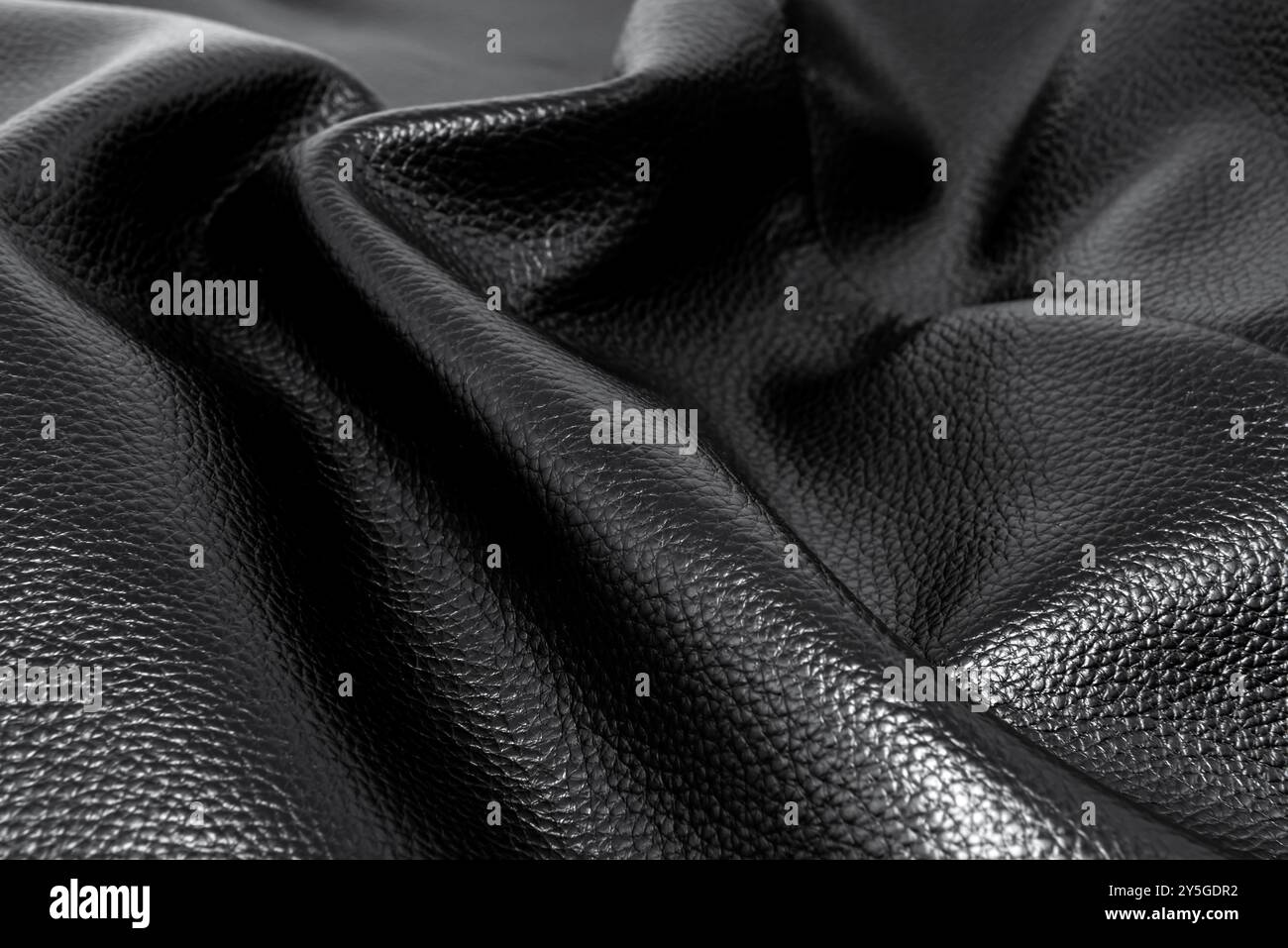Texture of black wrinkled leather. Background of genuine leather with ...
