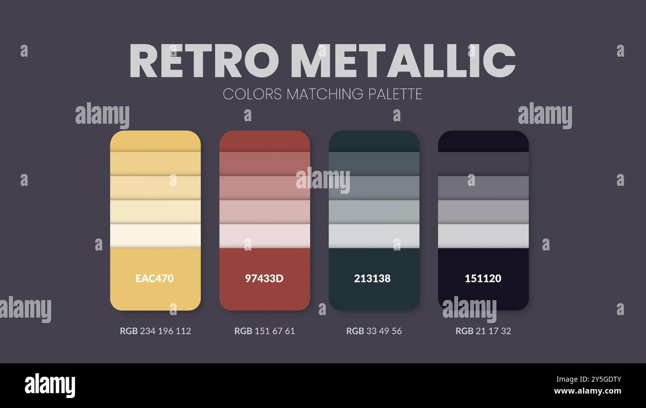 Color palette guide in Retro Metallic colour theme collections. Color ...