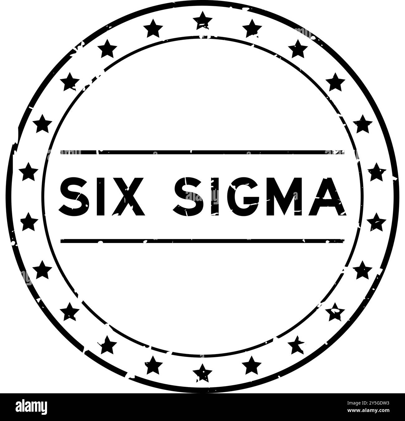 Grunge black six sigma word round rubber seal stamp on white background ...