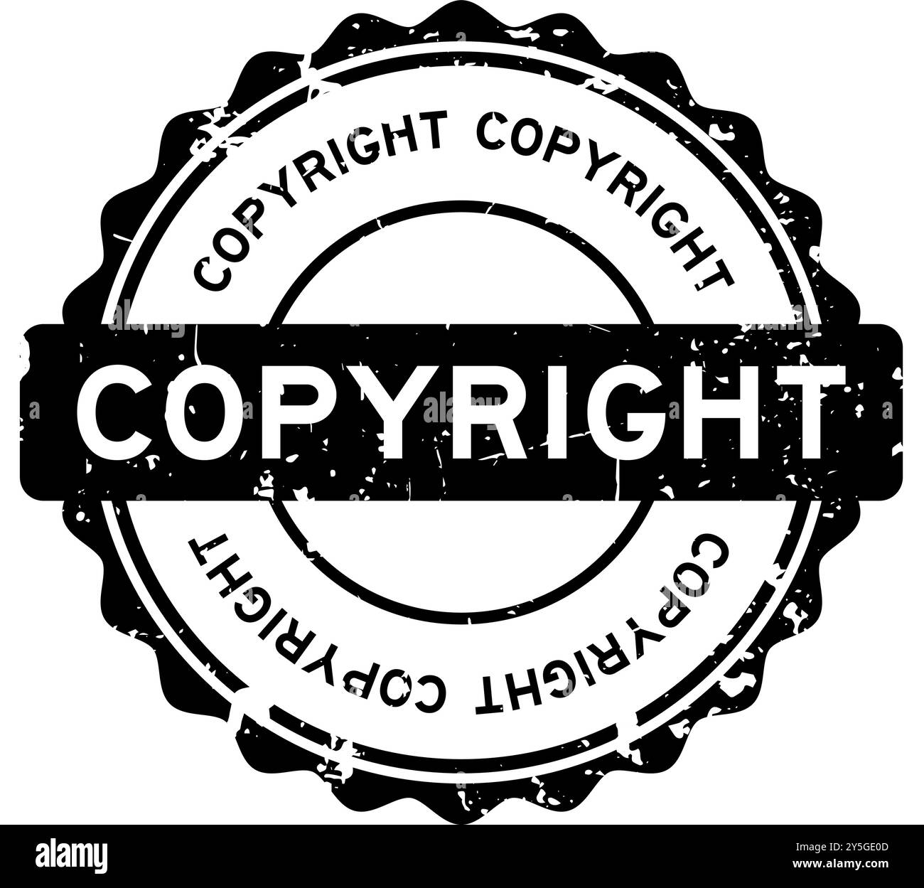 Grunge black copyright word round seal stamp on white background Stock ...