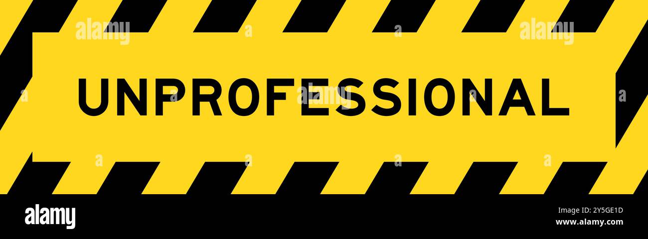 Yellow and black color with line striped label banner with word ...