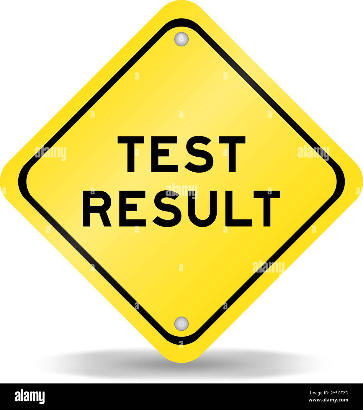 Yellow color transportation sign with word test result on white ...