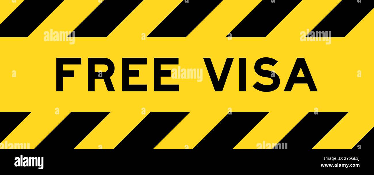Yellow and black color with line striped label banner with word free ...