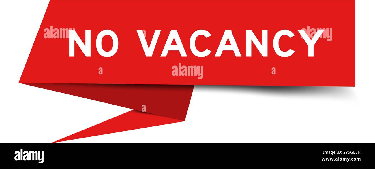 Red color speech banner with word no vacancy on white background Stock ...