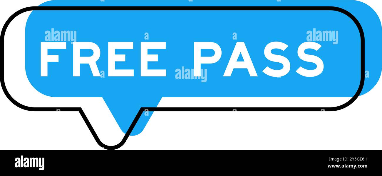 Speech banner and blue shade with word free pass on white background ...