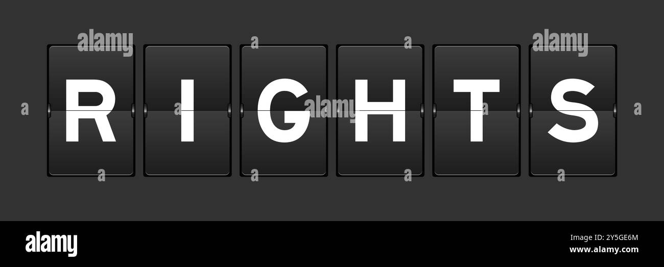 Black color analog flip board with word rights on gray background Stock ...