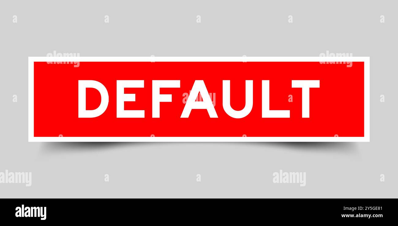 Red color square shape sticker label with word default on gray ...