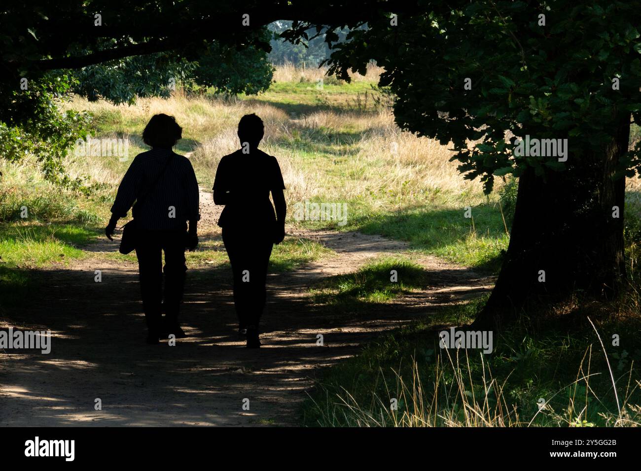 two woman walking chatting Stock Photo - Alamy