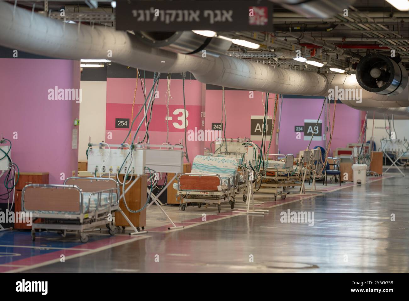22 September 2024, Israel, Haifa: A view of Rambam Hospital's parking ...