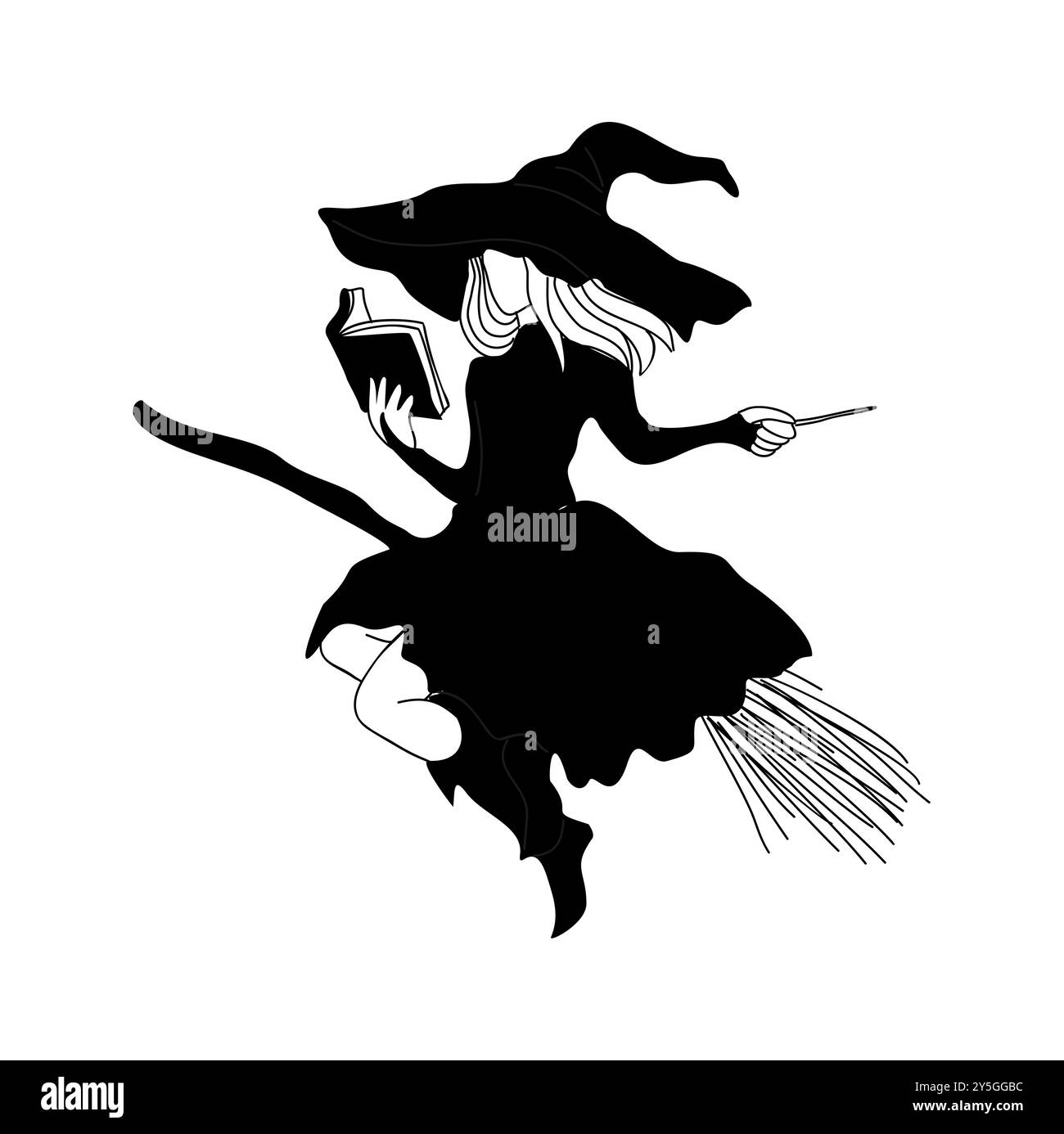 Cute witch flying on the broomstick isolated Stock Vector Image & Art ...