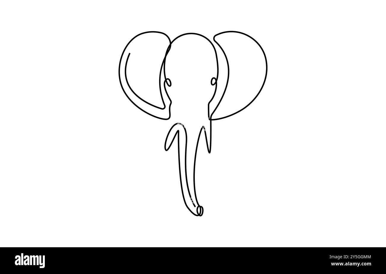 Continuous line of walking standing elephant. Single one line art of ...