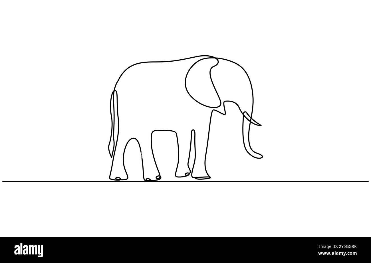 Continuous line of walking standing elephant. Single one line art of ...